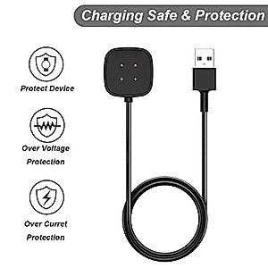 Emilydeals Charger for Fitbit Versa 3/Versa 4/Sense/Sense 2, Replacement Charging Cable Cord for Fitbit Sense/Sense 2/Versa 3/Versa 4 Smart Watch [1m/3.3ft]