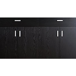 HOMES: Inside + Out Brysin Modern 48 in. Buffet Server, Sideboard with Removable Wine Holder, 2 Drawers On Metal Glides and Two Doors Bottom Cabinet for Kitchen, Dining Room, Large, Black