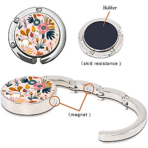 Foldable Purse Hook Womens Bag Table Hanger Collection Desk Hooks for Purse (3pack Pretty Floral Hook)