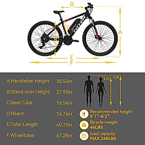 Totem Electric Bike for Adults 26”, Electric Mountain Bicycle 350W Motor, 20MPH Victor 2.0 with 36V 10.4Ah Removable Battery, E-MTB with Shimano 21 Speed Gears, Upgraded Adjustable stem-Black