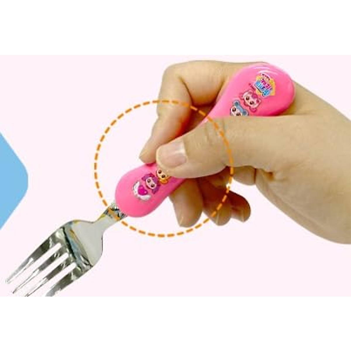 Generic TNB Teenieping Character Dinnerware Set with Case, Cutlery Set, Fork, Spoon, Tableware, Training Chopsticks for Beginners with Silicone Rings (Splashping), m, Pink, blue, purple