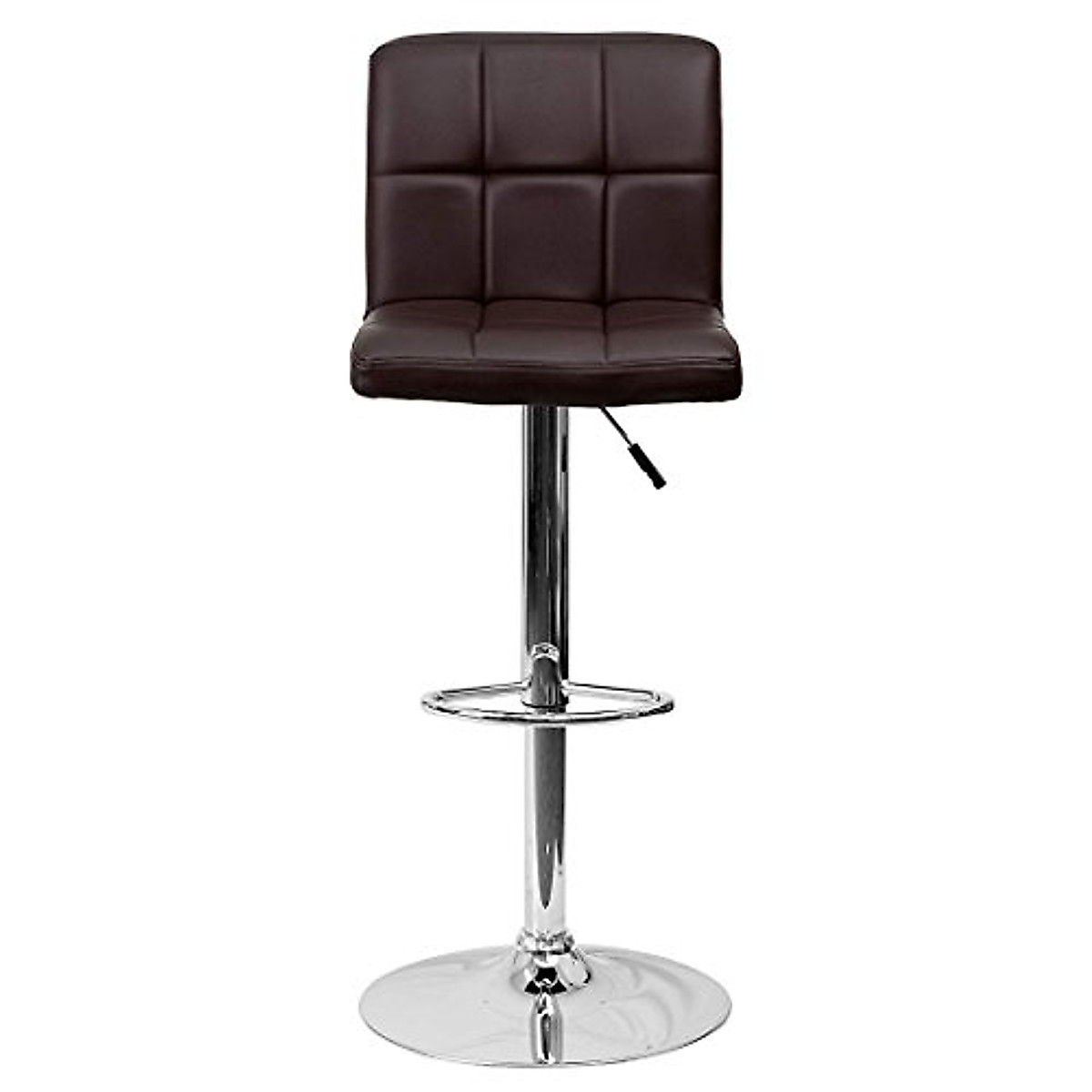 KLS14 Modern Design Barstools Hight Adjustable Seat Hydraulic 360-Degree Swivel Sturdy Steel Frame Padded Cushion Seat Dining Chair Bar Pub Stool Home Office Furniture - Set of 2 Brown #1974