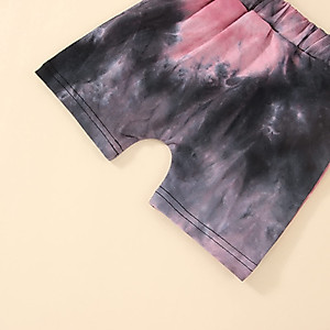 Suranne Baby Toddler Boy Outfits Tie Dye T-Shirt + Shorts Summer Set 2Pcs Galaxy Red 1-2T