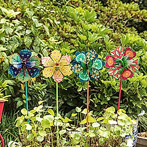 Floral Garden Stake Outdoor Garden Friends Spinning Plant Pick