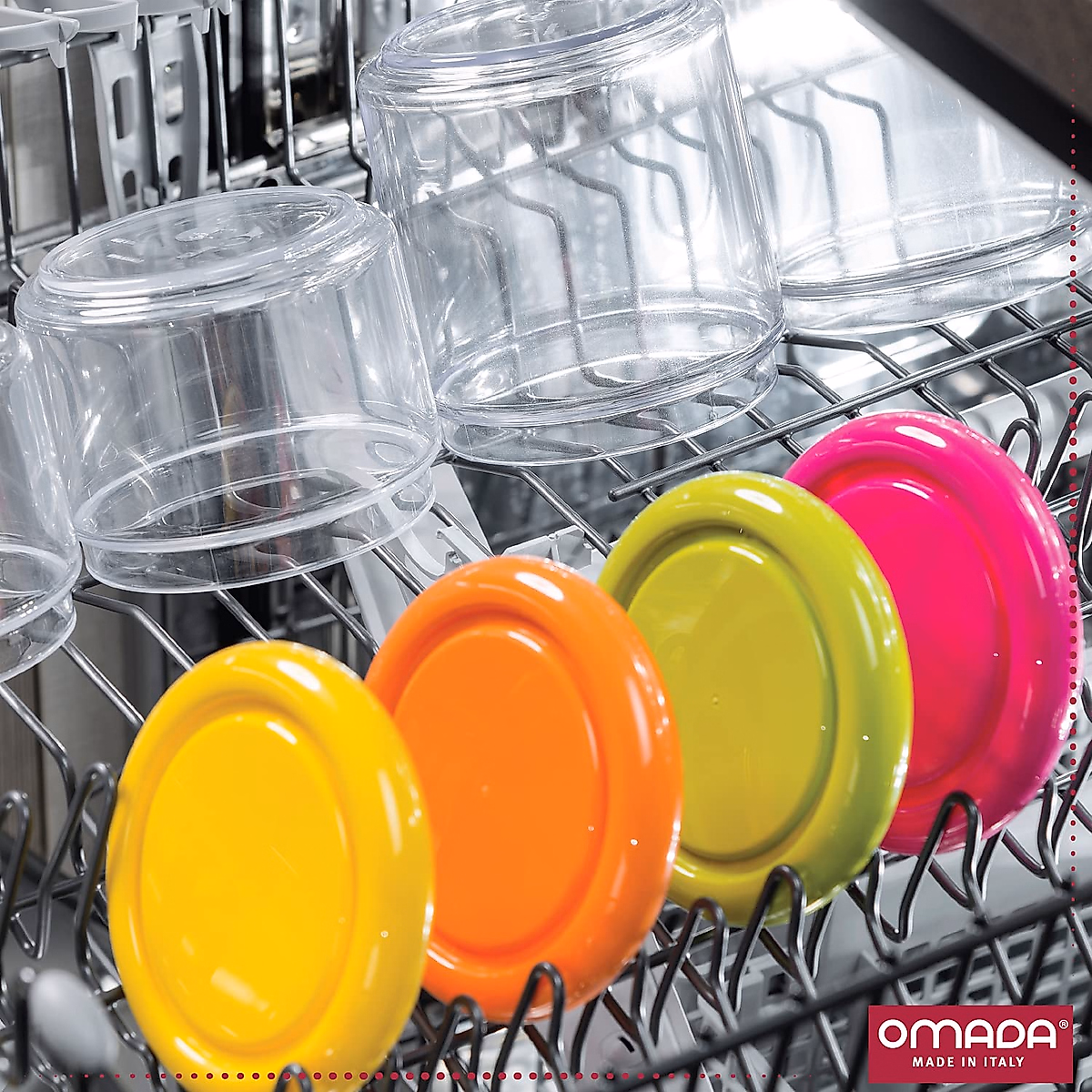 OMADA Acrylic Airtight Storage Container: Sugar Flour Container and Pasta Container - Storage Jar for Food Toiletries Office Supplies - Dishwasher Safe Storage Container Cylinder - 16 Oz – Violet Lid