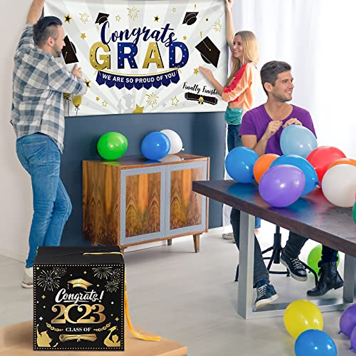 BESTOYARD 2023 Graduation Card Holder Box Congrats Grad Card Box Invitation Card Box Graduation Party Favors 2023 (2023-A)