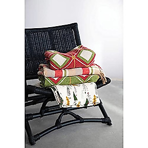 Creative Co-Op 60x50 Cotton Slub Printed Throw