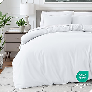 Bare Home Bedding Duvet Cover Queen Size - Premium 1800 Super Soft Duvet Covers Collection - Lightweight, Cooling Duvet Cover - Soft Breathable Bedding Duvet Cover (Queen, White)