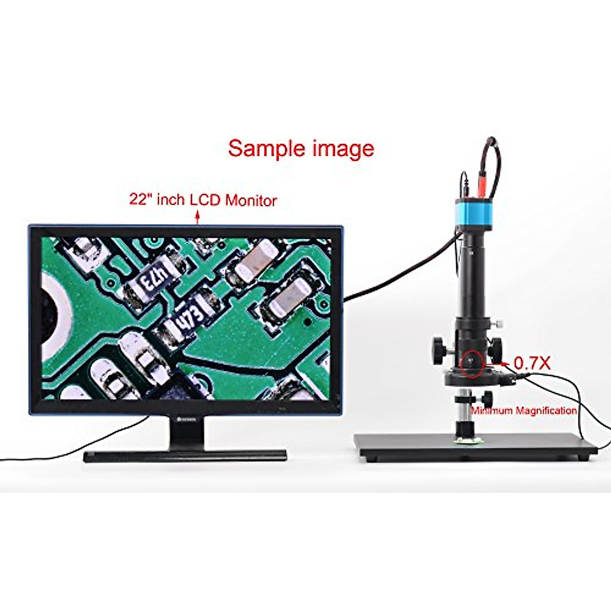 HAYEAR 14MP Monocular HDMI HD USB Digital Industry Video Microscope Camera Set Big Stereo Table Stand Zoom C-Mount Lens 144 LED Light (300X Zoon Lens)