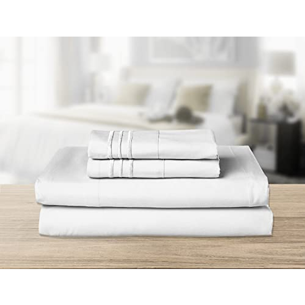 Elegant Comfort 4-Piece Queen- Smart Sheet Set! Luxury Soft 1500 Thread Count Egyptian Quality Wrinkle and Fade Resistant with Side Storage Pockets on Fitted Sheet, Queen, White