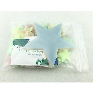 HoneyToys 204PCS 1.2" Luminous Stars Fluorescent Noctilucent Plastic Wall Stickers Decals for Home Ceiling Wall Baby Kids Bedroom (Multi-Color)