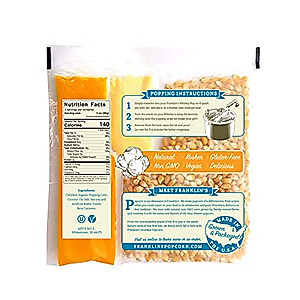 Franklin’s Gourmet Popcorn All-In-One Popcorn Packs for Popcorn Machine - 4oz Pack of 10 - Made in USA - Classic Popcorn Bags with Buttery Salt & Oil