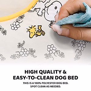 Peanuts for Pets Snoopy & Woodstock Cuddler Dog Bed in Beige | Elevated Dog Bed With Raised Rim | Plush and Comfortable Machine Washable Dog Bed for All Dogs, 24" x 19" x 8"