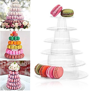 6 Tier Macaron Display Stand, Round Clear Cupcake Holder Display Stand Dessert Pastry Tower Stand for Wedding Birthday Bar Party Décor - 10 inches
