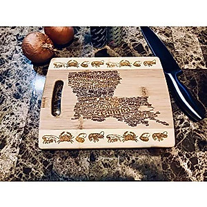 Engraved Louisiana State seafood decorative Bamboo chopping board
