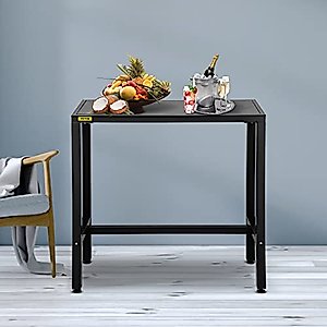 VEVOR Outdoor Bar Table, 38.6" L x 15" W x 38.6" H, Narrow Rectangular Height Pub Tables, Sturdy Metal Frame Tall Table Counter with Adjustable Feet, for Patio, Balcony, Dinning Room, Bistro, Garden