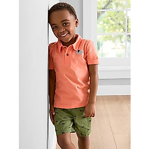 Simple Joys by Carter's Baby Boys' 3-Piece Playwear Set, Coral Orange Elephant/Green Dinosaur/Grey Alligator, 3T