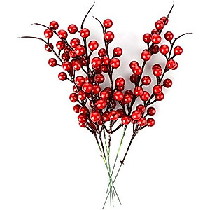 UWIOFF 12 Pack Artificial Red Berry, 10.2" Holly Christmas Berries Stems for Christmas Tree Wreath Decorations, Crafts, Festival Holiday and Home Decor