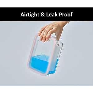 GLASSLOCK 10 pack Glass Meal Prep set (13oz & 34oz) - 100% Airtight & Leakproof, Dishwasher Safe, BPA Free lids, Freezer to Oven Safe, Lunch Bento Box, Pantry & Kitchen Storage