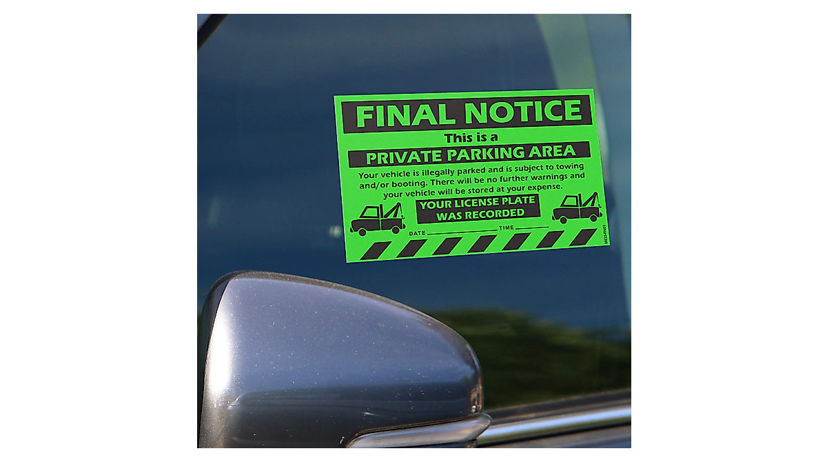 100 MESS Hard-to-Remove No Parking Stickers for Car Violators