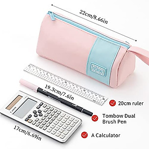 CICIMELON 2 Pcs Durable Pink Pencil Case Stationery Organizer Pencil Pouch Pen Bag