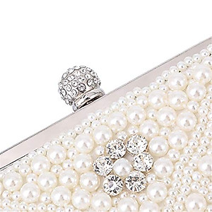 XINNI Women Shell Shape Pearl Rhinestone Purse Clutch Handbag for Cocktail Evening Party