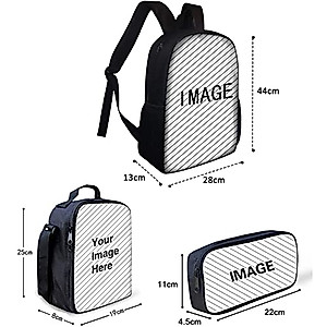 Poceacles Eagle American Flag Print School Backpack for Boys Girls, Kids Backpack Set 3 Pieces with Lunch Box Pencil Case, Blue