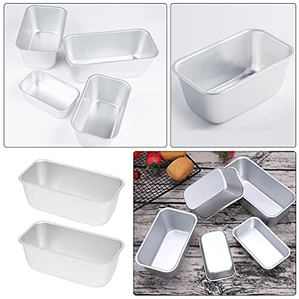 MAXBUS 2pcs Stainless Steel Loaf Tin Oval Shaped Non- Stick Bread Pan Bread Toast Mould Toast Brownie Mold Baking Tools Kitchen Dining Bar Supplies