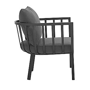 Modway Riverside Patio Aluminum Armchair Charcoal Outdoor Furniture, Gray Charcoa