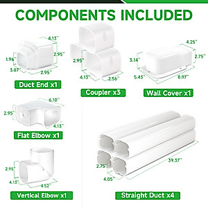 Cestluck 4'' 14 Ft Mini Split Line Set Cover, PVC & PP Line Cover Set Universal for Mini Split AC & Central AC
