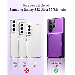 WeLoveCase Samsung Galaxy S22 Ultra Case Wallet Case with Credit Card Holder & Hidden Mirror, All-Round Protection Shockproof Phone Cover Designed for Samsung Galaxy S22 Ultra, 6.8 Inch Purple