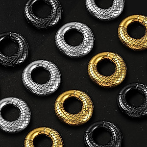 LADEMAYH 2 Pairs Set Stainless Steel 2g Hoop and 00 Gauges for Women, Silver 00g Plugs Gauges for Ears, Ear Stretching Expander Gauges Body Jewelry