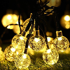 Solar Globe String Light 100 LED 39FT Outdoor Patio Lights , Waterproof & 8 Modes for Christmas,Halloween,Yard Party, Garden,Wedding,Home (Warm Yellow)