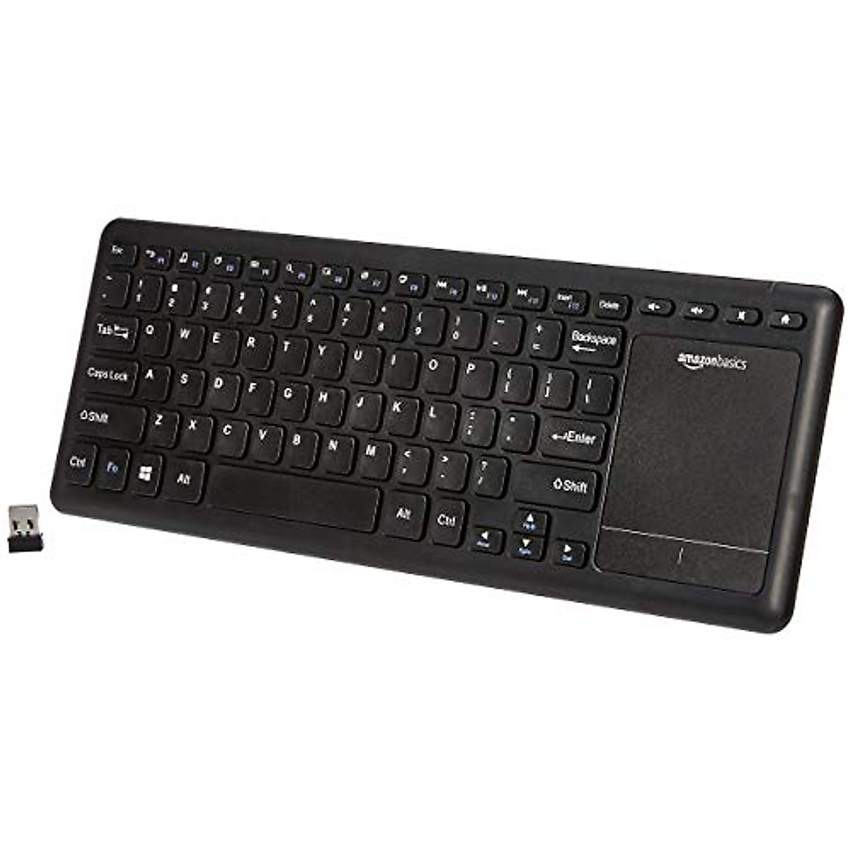 Amazon Basics Wireless Keyboard with Touchpad for Smart TV - US Layout (QWERTY), Black