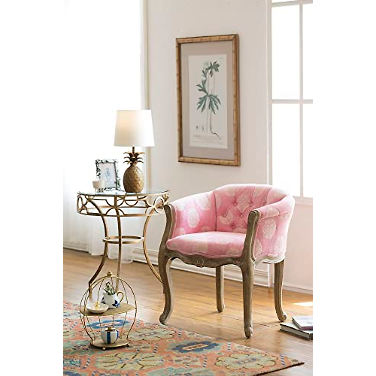 Creative Co-Op Resin Pineapple Table Lamp with Linen Shade, Distressed Gold