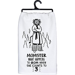 Primitives by Kathy Momster What Happens to Mom When She Counts to 3 Kitchen Towel