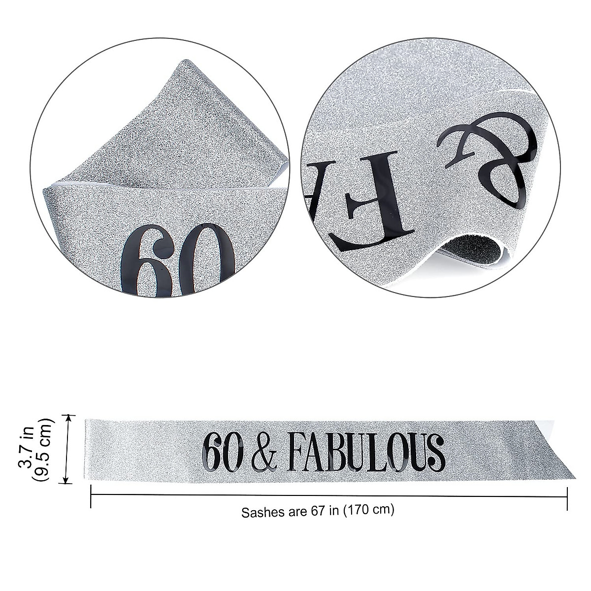 Tihebax 60th Birthday Sash and Tiaras for Women, 60th Birthday Decorations Women Fabulous Sash and Crown for Women 60 & Fabulous Birthday Gifts for Happy 60th Birthday Party Favor Supplies (Silver)