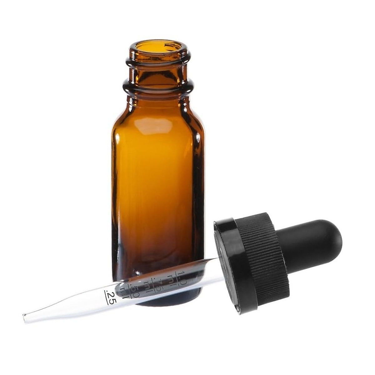 Comfort Axis Child Resistant Calibrated Glass Eye Dropper for 1/2 oz Bottle, Black, 18-400 Neck Finish, 1 mL Capacity (12 Pack)