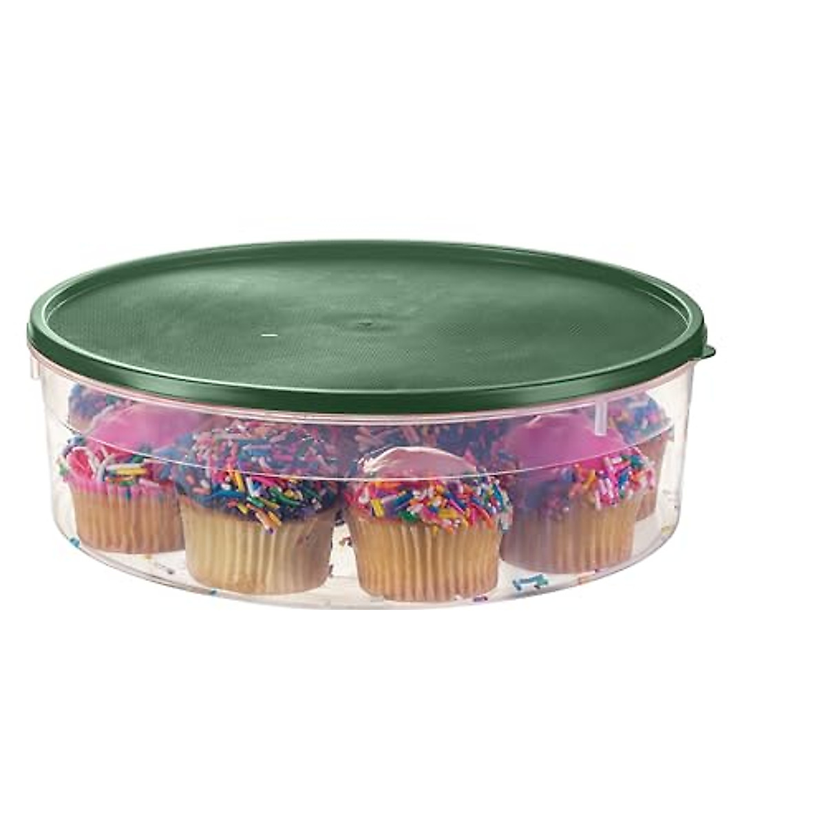 Zilpoo 2 Pack Plastic Round Food Storage Containers with Lid, 10.5" Covered Pie Keeper, Christmas Cookie, Cupcake Carrier, Cheesecake Holder, Red & Green