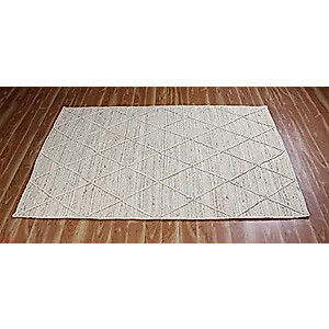 CASAVANI Hand Braided Rag Rug Geometric Beige 4x20 Ft Runner Shape Jute Rug Indoor/Outdoor Use Doormat Rugs for Dining Room,Bedroom,Loundry Room & Balcony 4x6 Feet