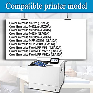 LADE 4 Pack (1BK+1C+1Y+1M) 655A | CF450A CF451A CF452A CF453A Toner Cartridge Replacement for HP Color Enterprise M652n M652dn M653dn M653x M653dh MFP M681dh M681f Flow MFP M681f M681z M682z