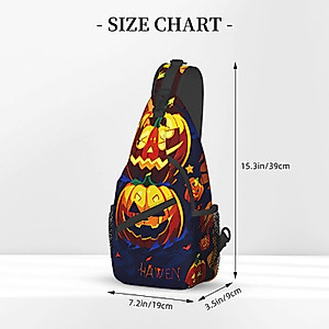 Halloween Pumpkin High Storage Capacity Chest Bag Diagonally Sling Backpack Crossbody Shoulder Bag For Men Women