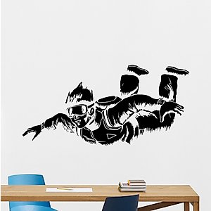Skydiver Wall Decal Parachutist Vinyl Sticker Parachute Jumper Skydiving Wall Art Extreme Sport Nursery Modern Design Kids Room Sport Decor Bedroom Decor Removable Wall Mural 170xxx