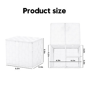 Wanapure Washable Tampon Holder for Bathroom,Tampon Holder for Bathroom Storage with Lid,Feminine Product Organizer with Divider, Tampon Storage for Women,Tampon Organizer for Bathroom,White