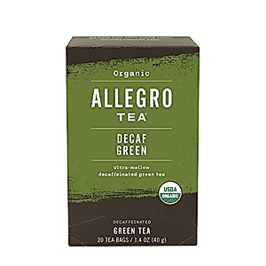 Allegro Tea Organic Decaf Green Tea Bags, 20 Count