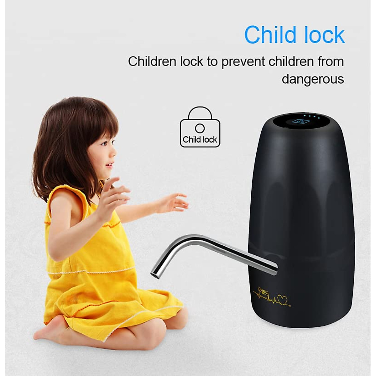 5 Gallon Water Bottle Dispenser, Water Bottle Pump USB Rechargeable & Portable Water Bottle Pump Dispenser, for Office, Kitchen, Camping, Indoor and Outdoor Universal 2-5 Gallon Water Bottles.