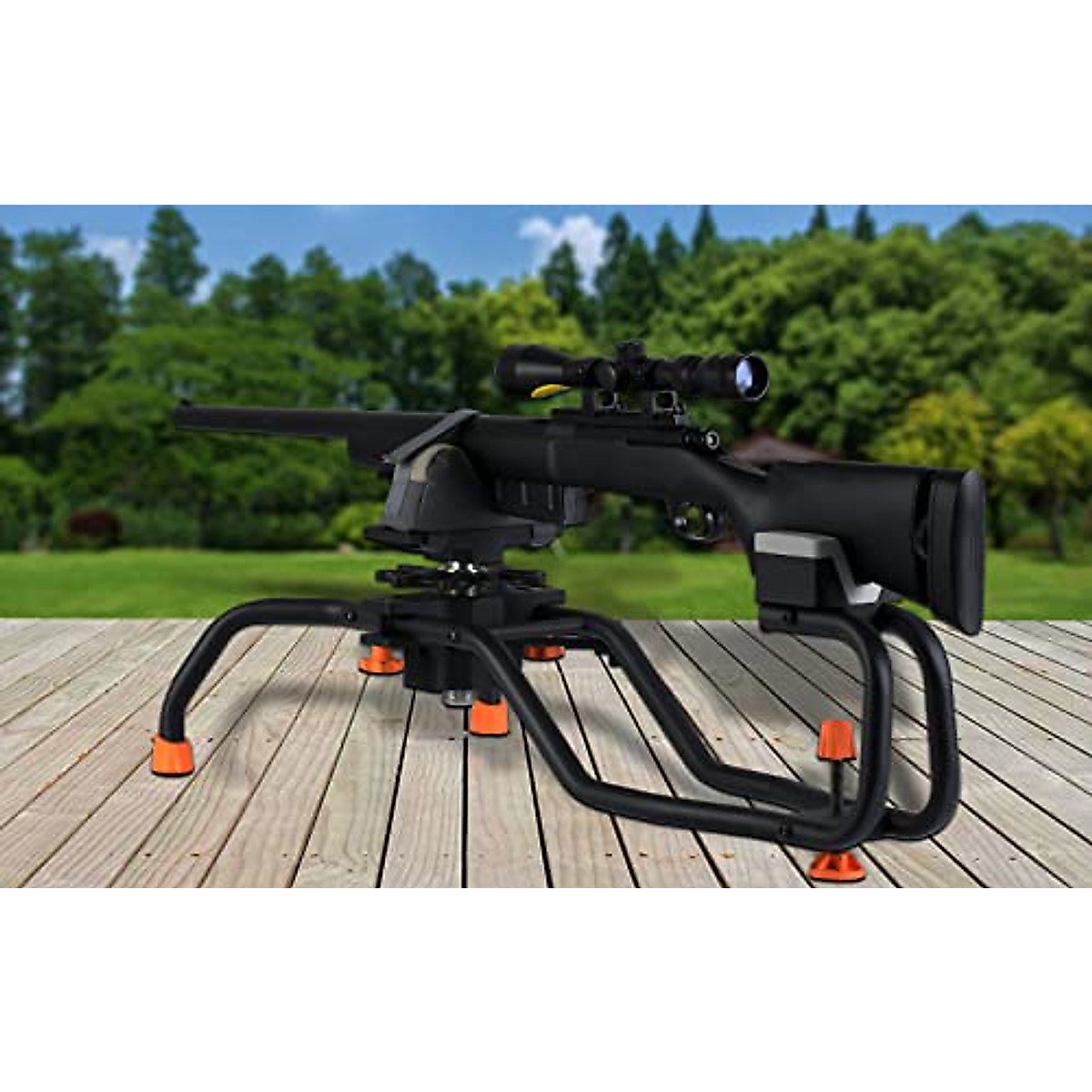 PORMUCAL Adjustable Ambidextrous Rifle Hunting Shooting Rest for Outdoor Range with Deluxe Universal Front Rest Bag