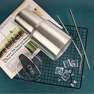 FristChoice 30 oz Tumbler with Lids and Straws Double Wall Insulated Tumbler Cup,Stainless Steel Leak-proof Thermal Coffee Tumbler Powder Coated Travel Mug for Cold and Hot Beverages,Silver