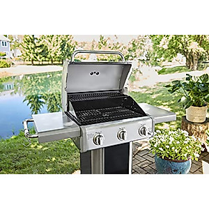 Kenmore 3-Burner Outdoor BBQ Grill | Liquid Propane Barbecue Gas Grill with Folding Sides, PG-A4030400LD, Pedestal Grill with Wheels, 30000 BTU, Black