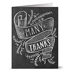 Note Card Cafe Thank You Cards with Kraft Envelopes | 36 Pack | Rustic Chalkboard Thank You | Blank Inside, Glossy Finish | for Greeting Cards, Occasions, Birthdays, Gifts